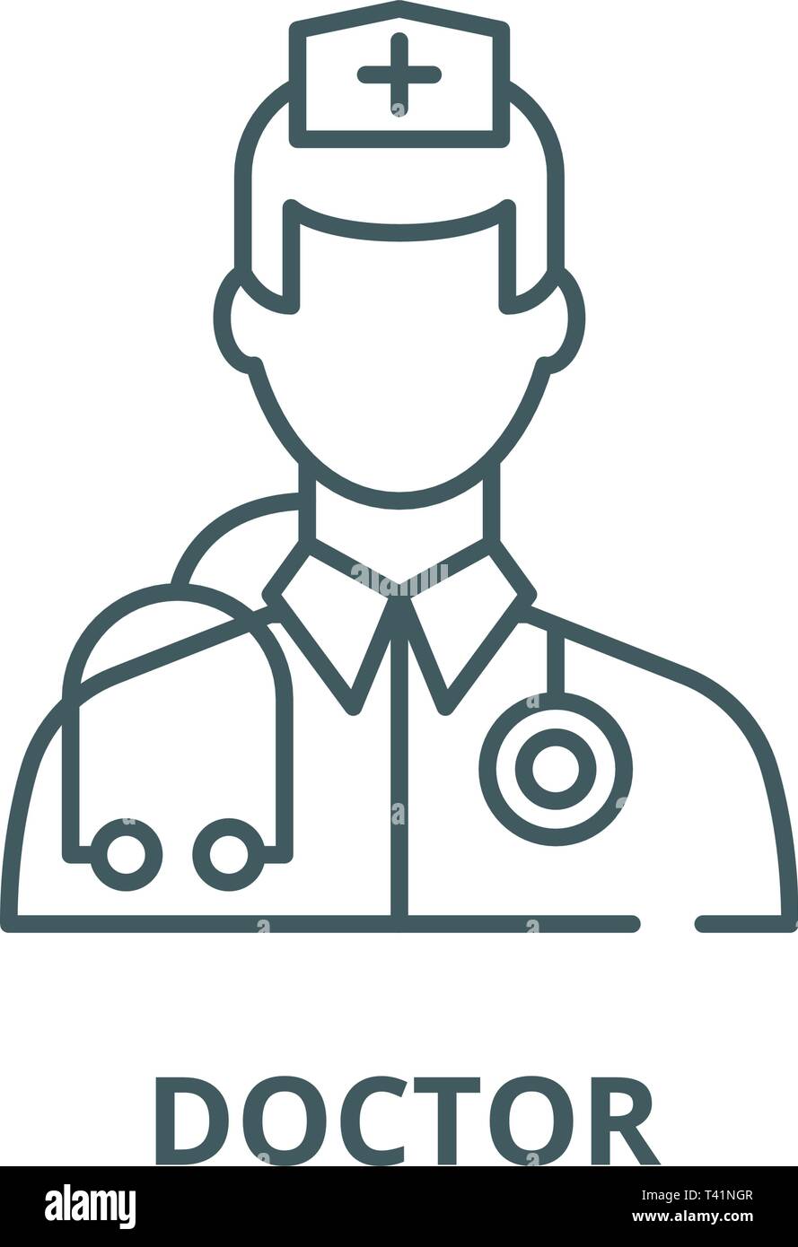 Doctor line icon, vector. Doctor outline sign, concept symbol, flat ...