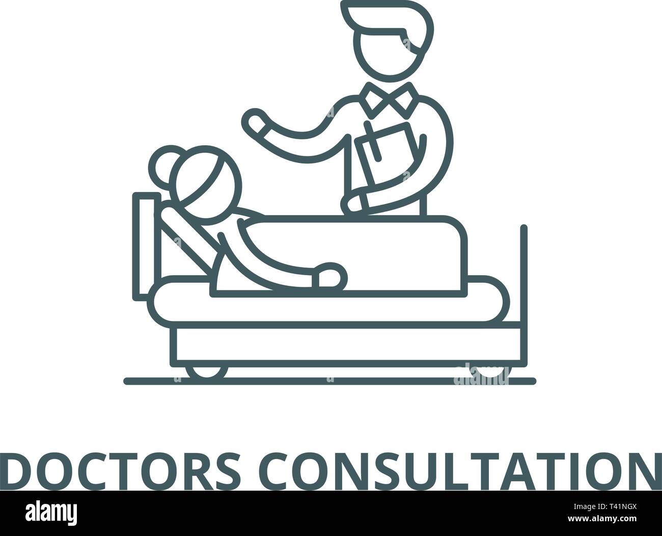 Doctors consultation line icon, vector. Doctors consultation outline ...