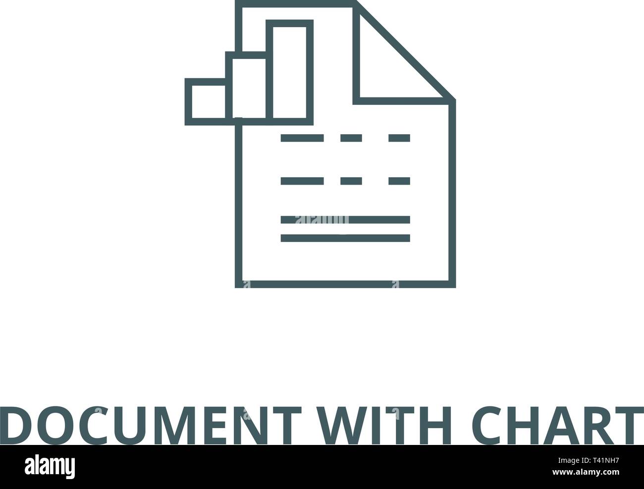 Document with chart line icon, vector. Document with chart outline sign ...