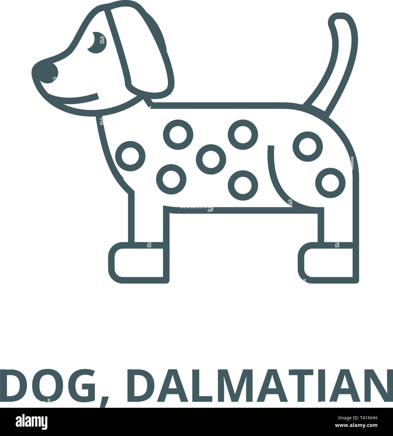 Dog, dalmatian line icon, vector. Dog, dalmatian outline sign, concept ...