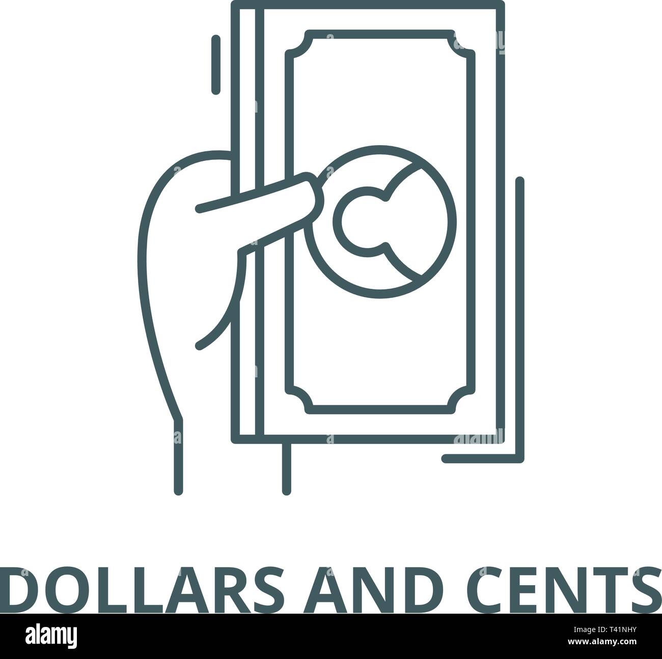 Dollars and cents line icon, vector. Dollars and cents outline sign ...