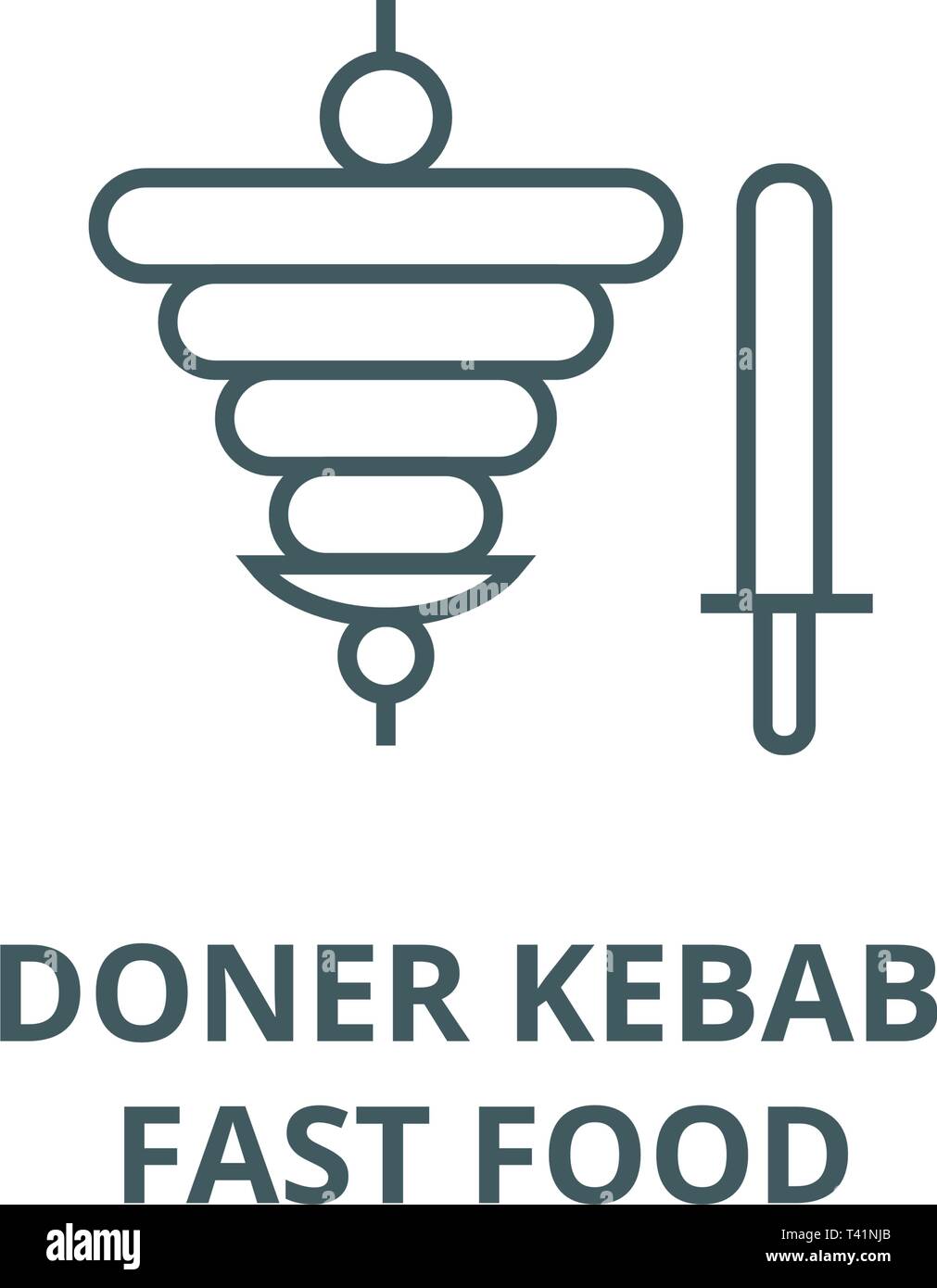 Doner kebab, fast food line icon, vector. Doner kebab, fast food ...