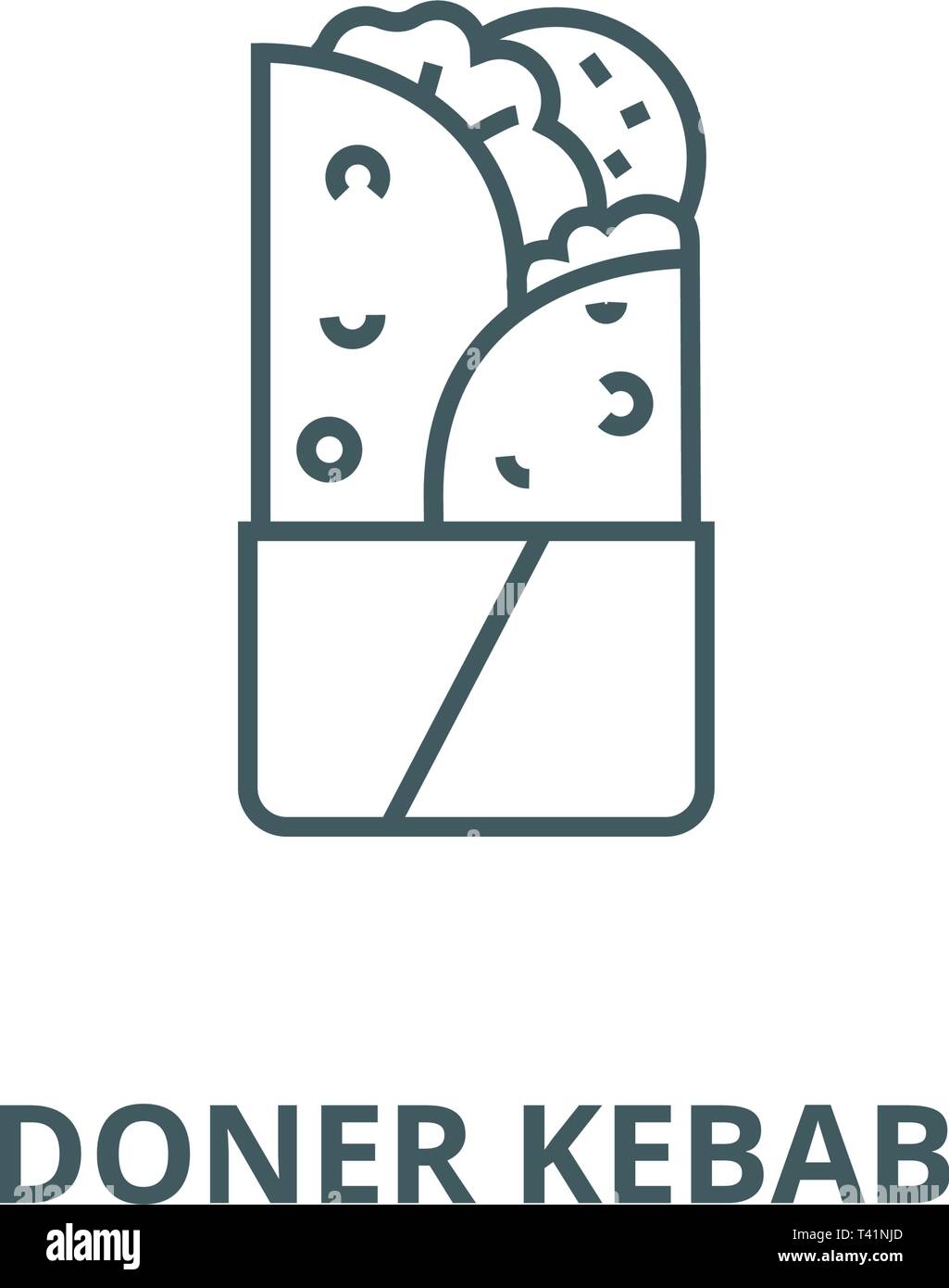 Doner kebab line icon, vector. Doner kebab outline sign, concept symbol ...