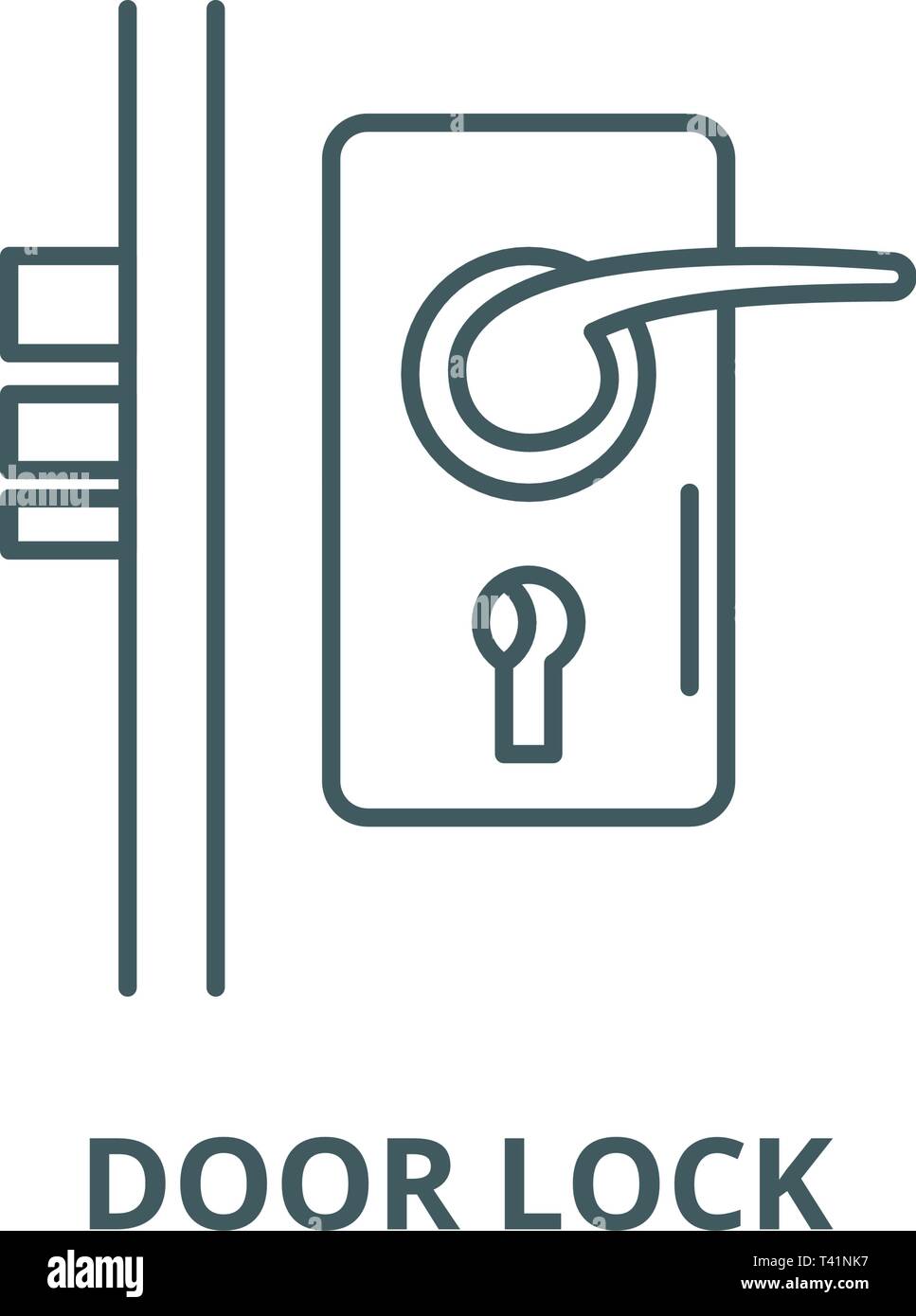 Door lock line icon, vector. Door lock outline sign, concept symbol ...