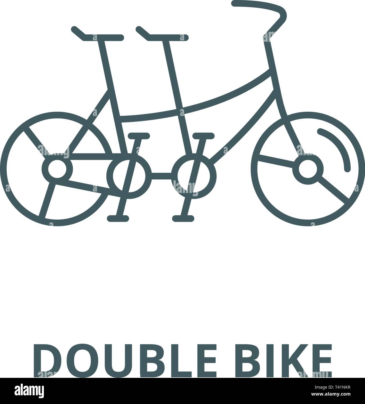 Double bike line icon, vector. Double bike outline sign, concept symbol ...