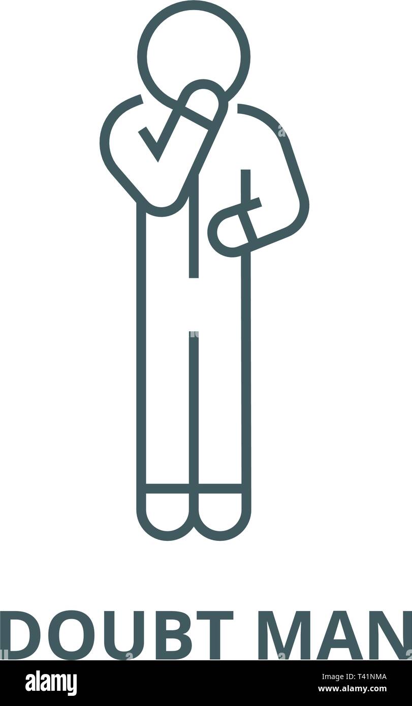 Doubt man line icon, vector. Doubt man outline sign, concept symbol ...