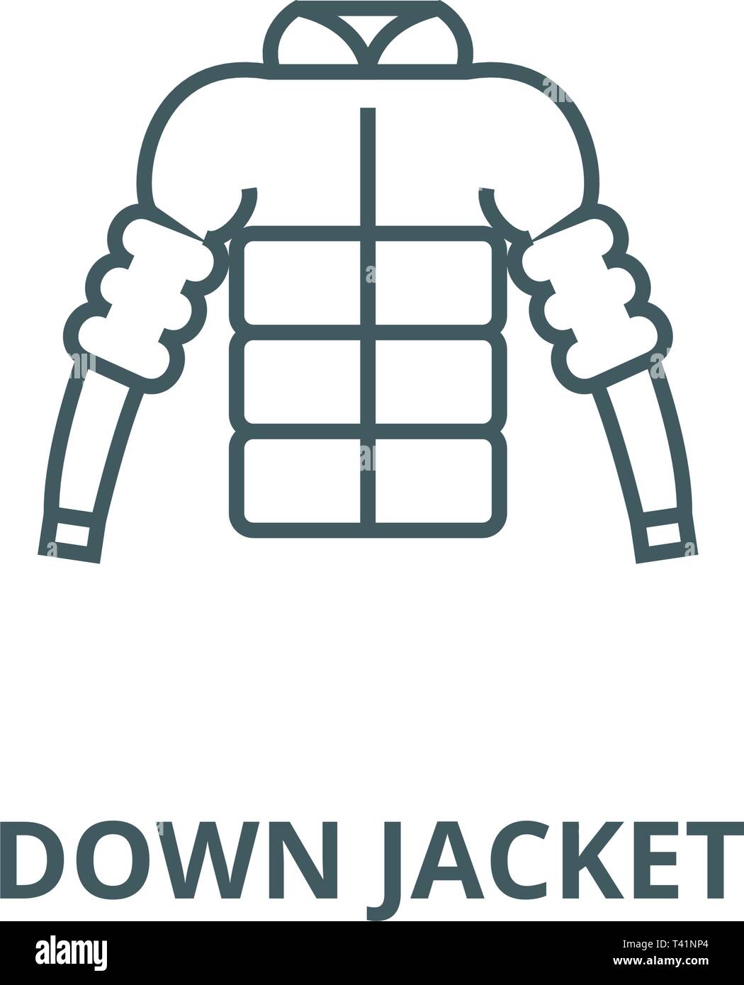 Down jacket line icon, vector. Down jacket outline sign, concept symbol ...