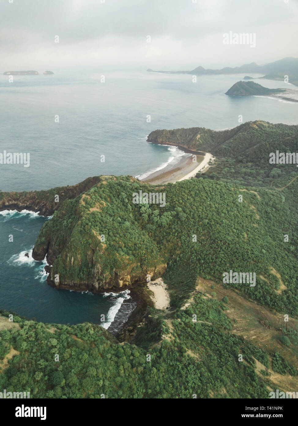 Aerial view of island coastline Stock Photo - Alamy