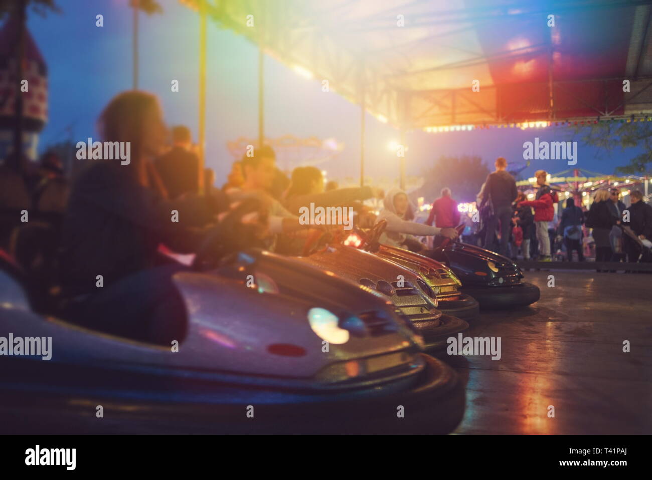 Bumper Cars Ready to Start at Town Fair Stock Photo - Alamy