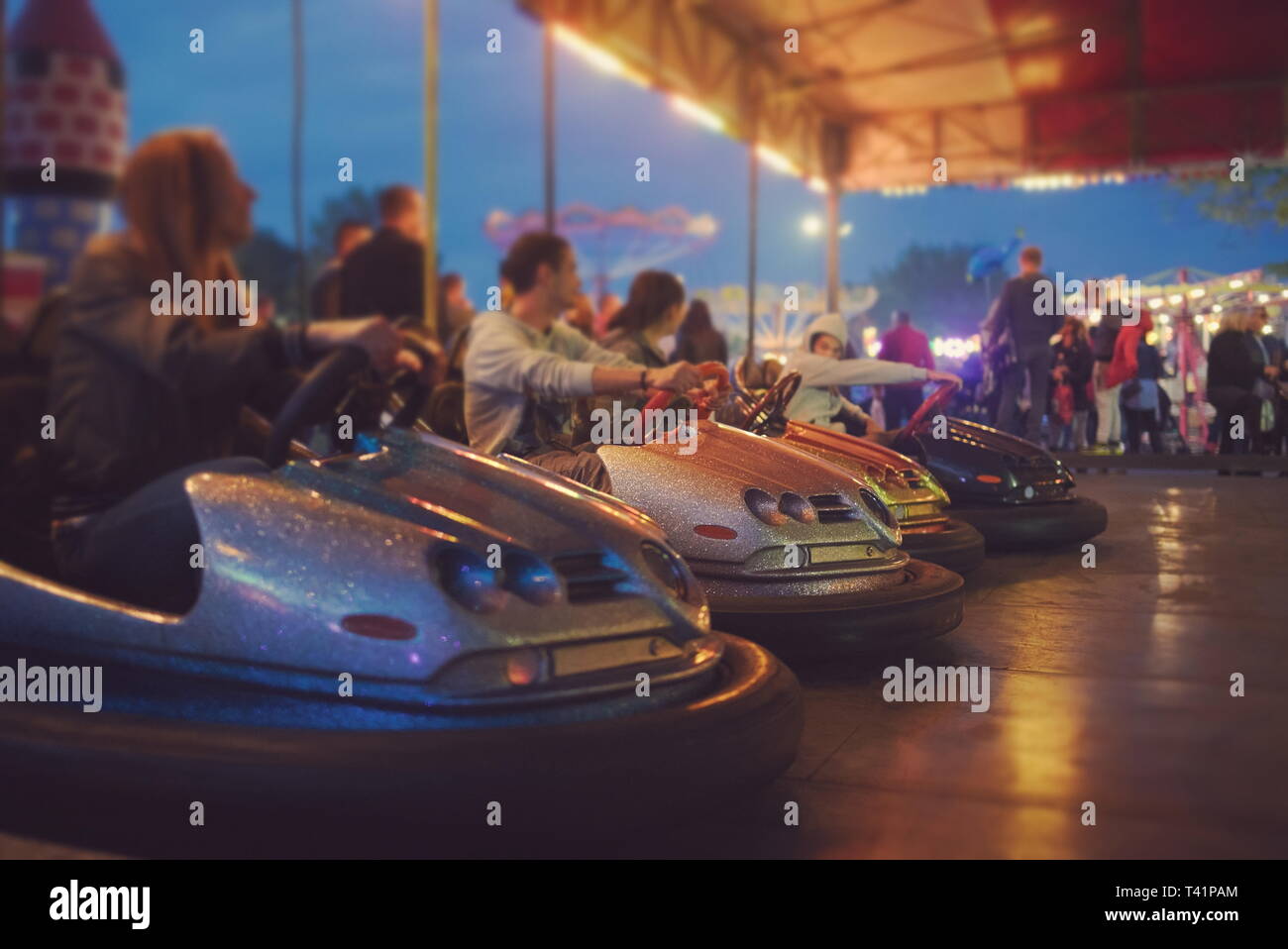 Bumper Cars Ready to Start at Town Fair Stock Photo - Alamy