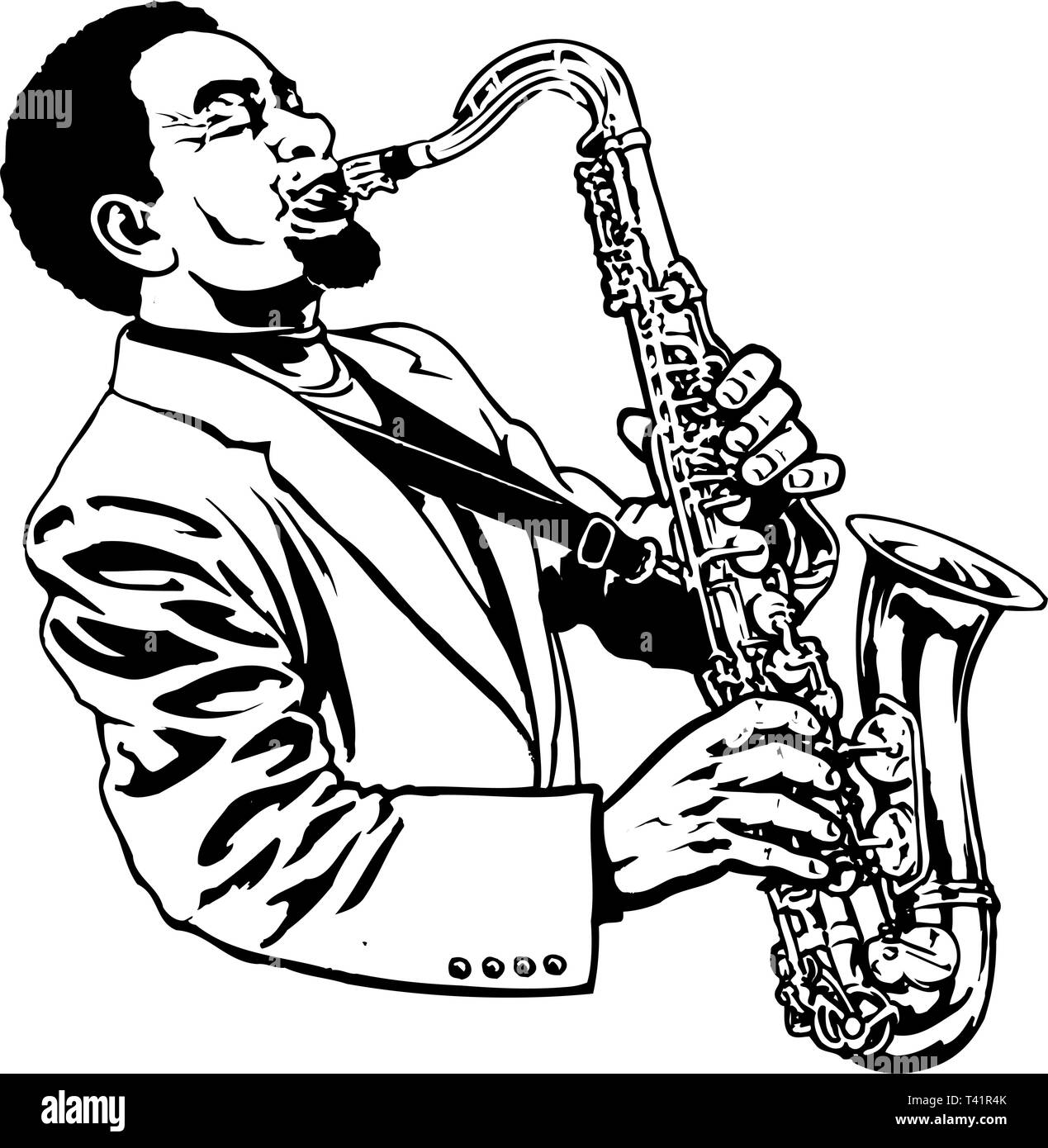 Saxophone Player Vector Illustration Stock Vector Image & Art - Alamy