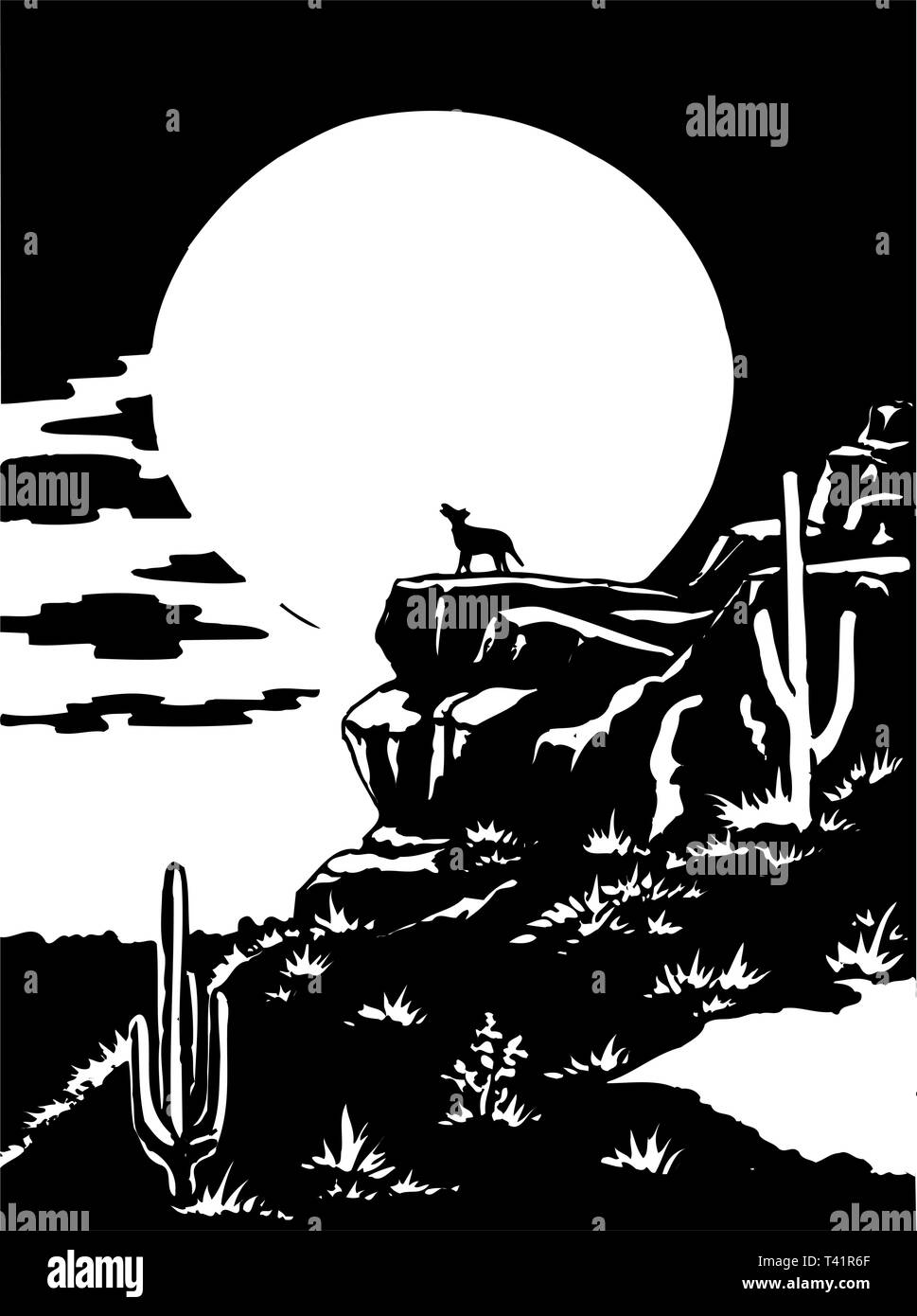 Desert Scene Vector Illustration Stock Vector Image & Art - Alamy