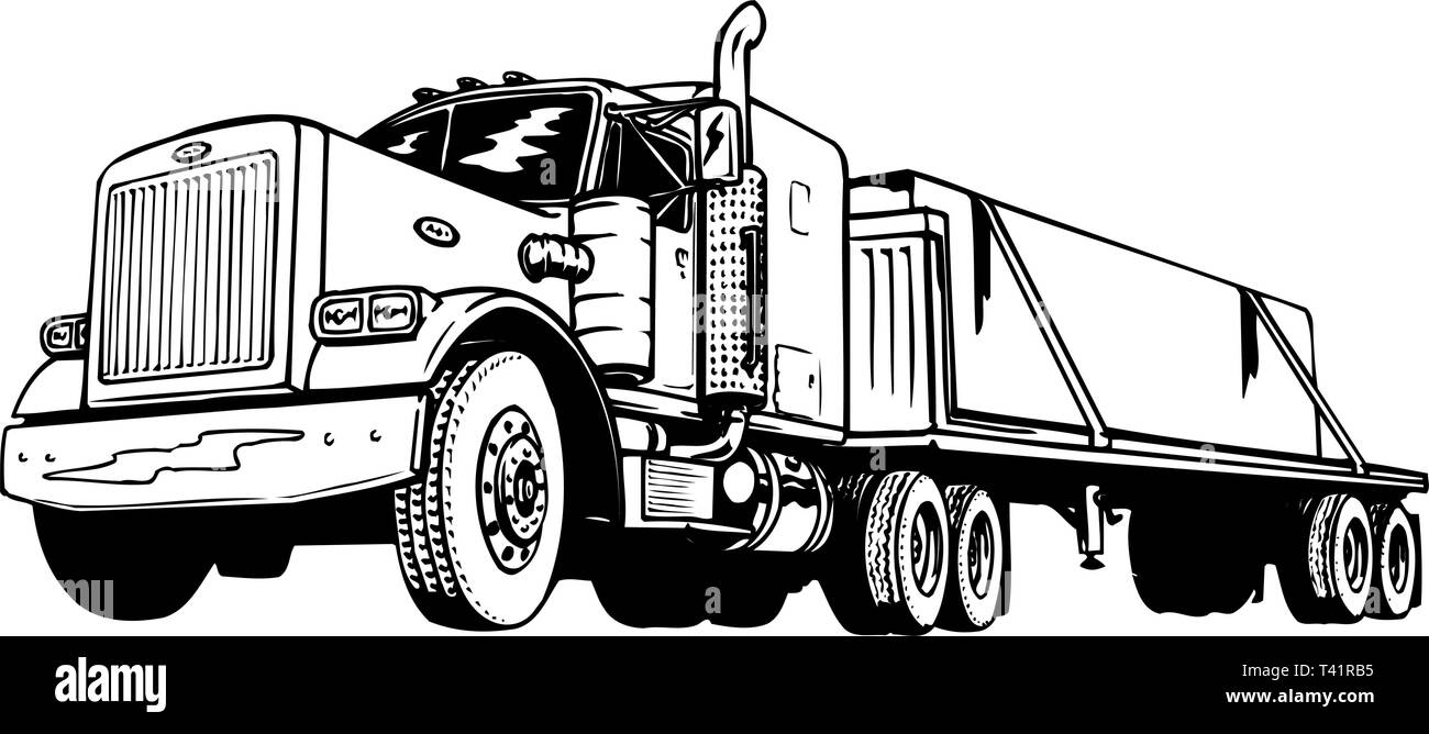 Flatbed Tractor Trailer Vector Illustration Stock Vector Image & Art ...