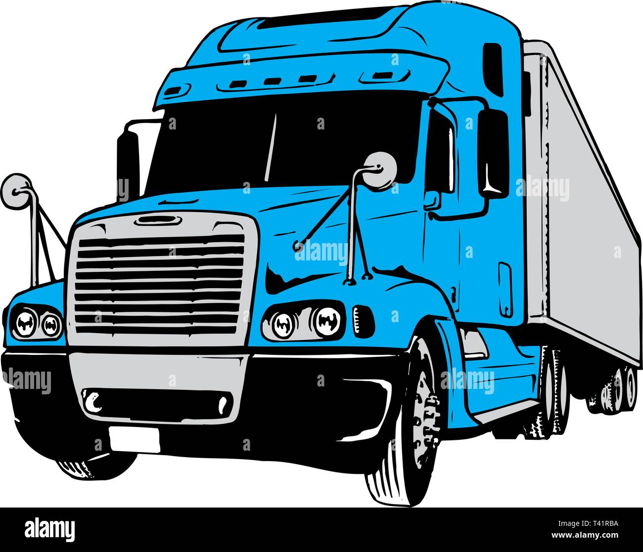 Tractor Trailer Vector Illustration Stock Vector Image & Art - Alamy