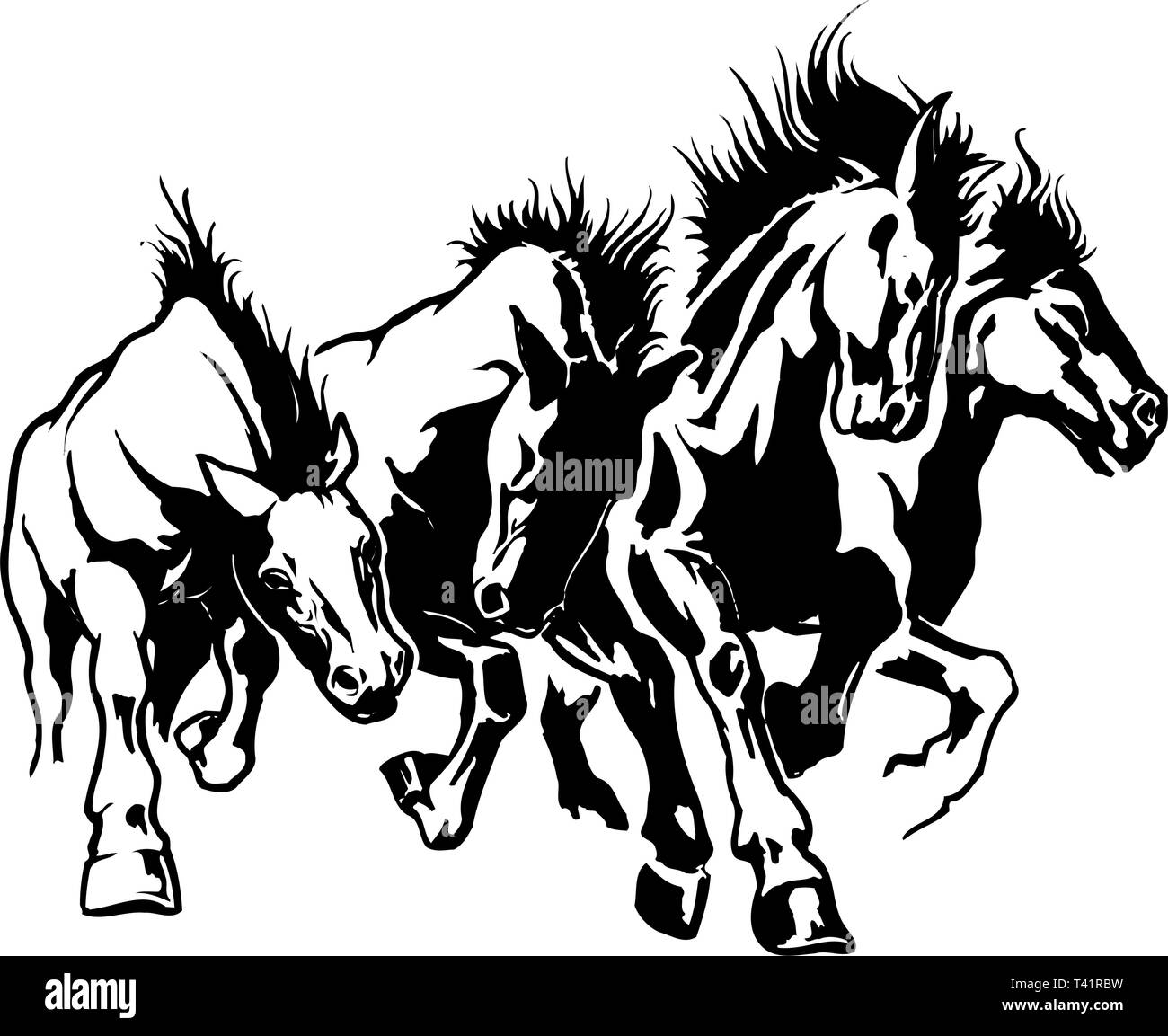 Horses Stampeding Vector Illustration Stock Vector Image & Art - Alamy