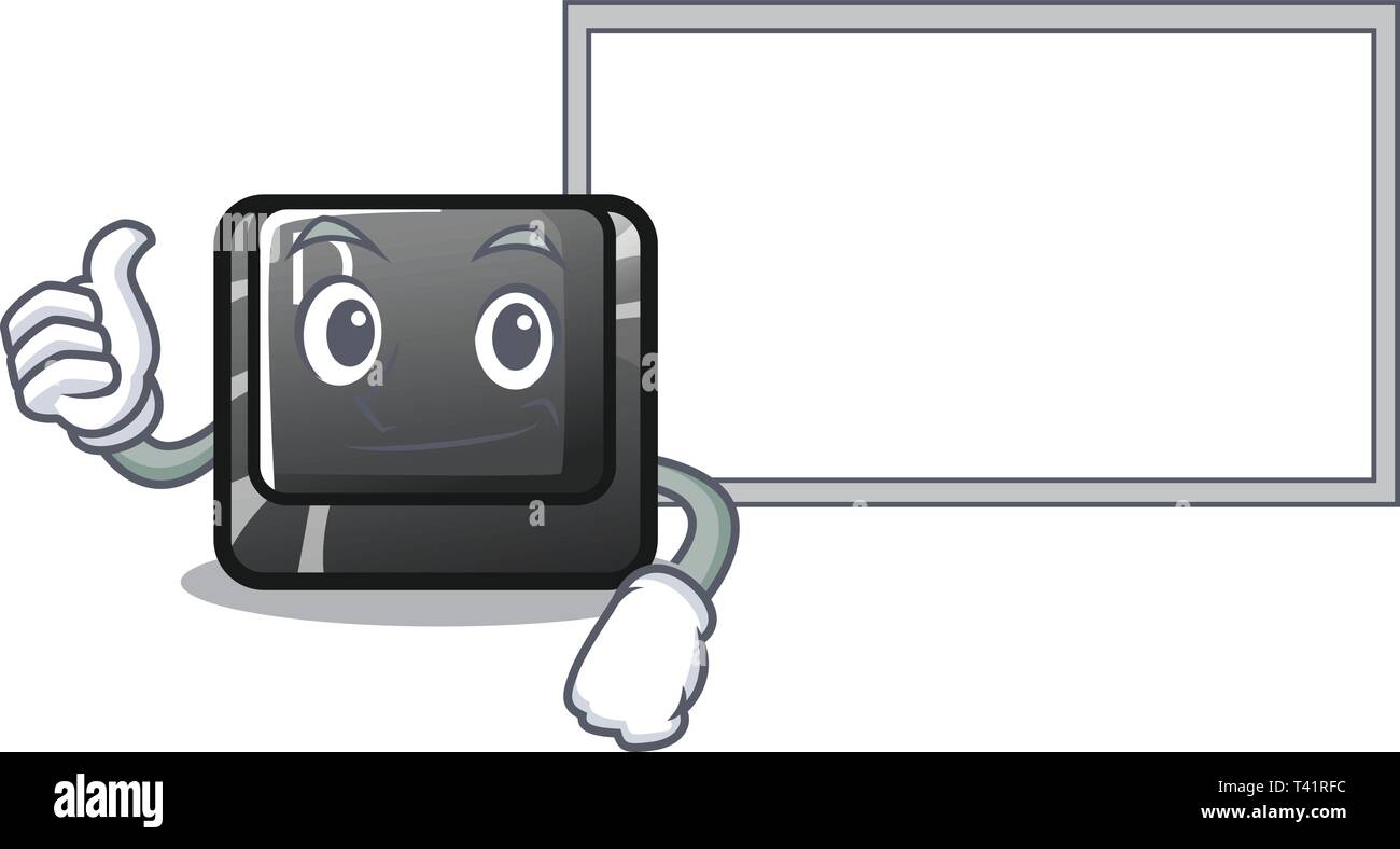 Thumbs up with board button D on a computer mascot Stock Vector Image ...