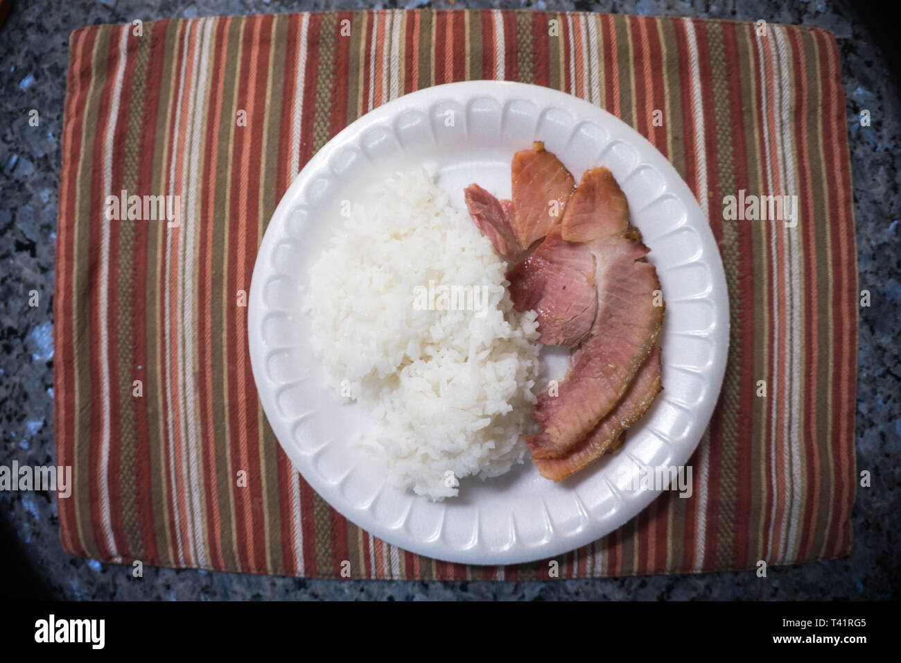 Rice and ham Lunch Stock Photo - Alamy