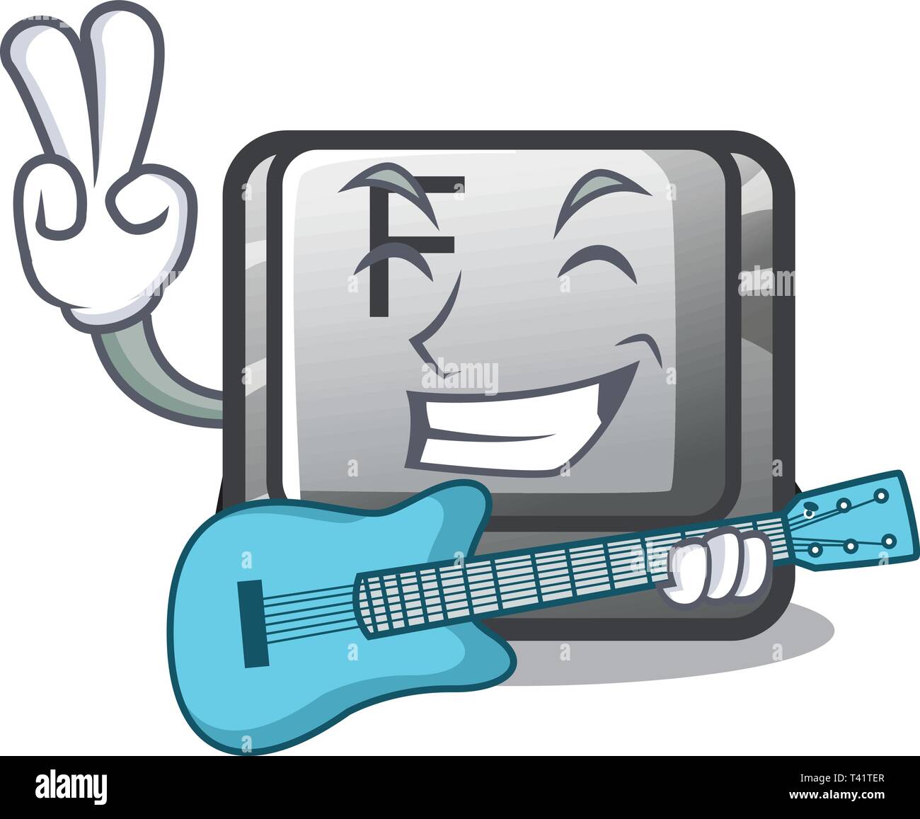 With guitar button F installed on cartoon computer Stock Vector Image ...