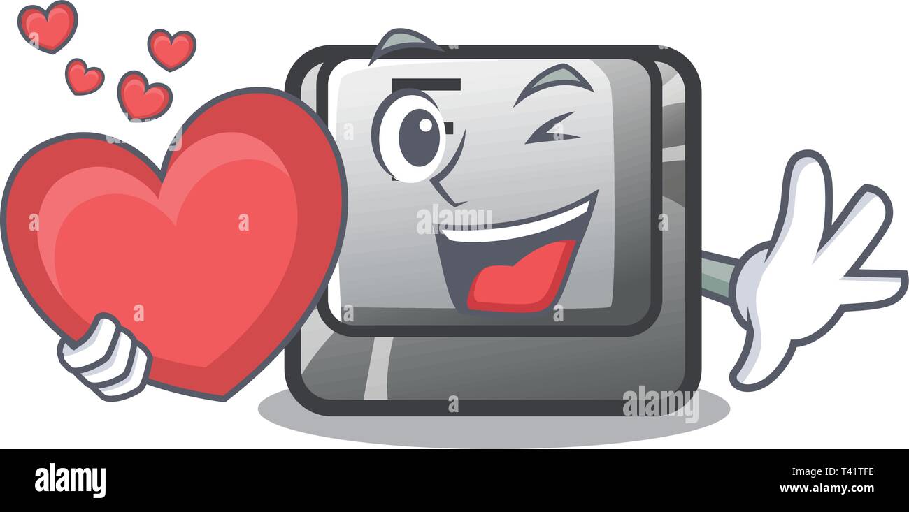 With heart button F installed on cartoon computer Stock Vector Image ...