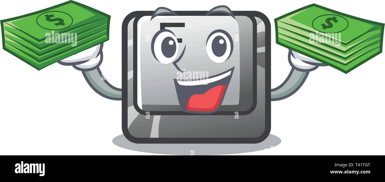 With money bag button F installed on cartoon computer Stock Vector ...