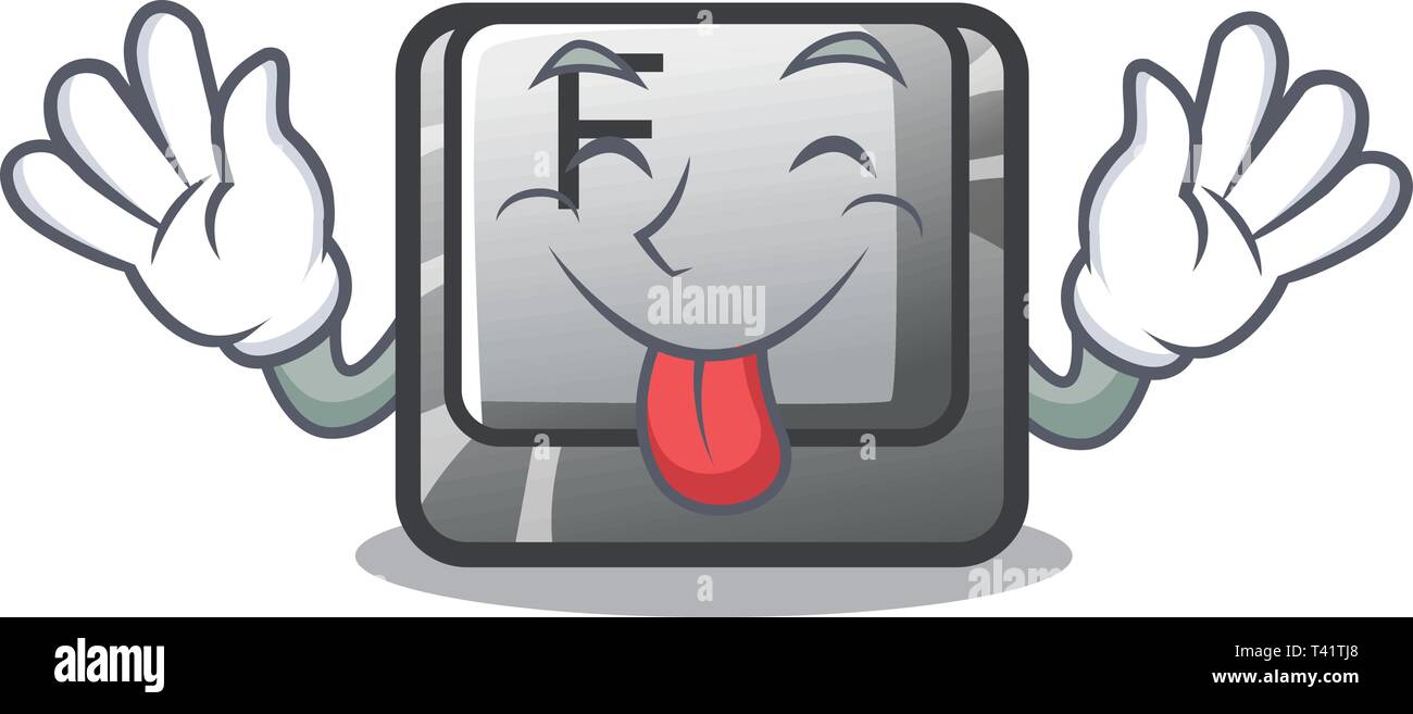 Tongue out button F on a keyboard cartoon Stock Vector Image & Art - Alamy