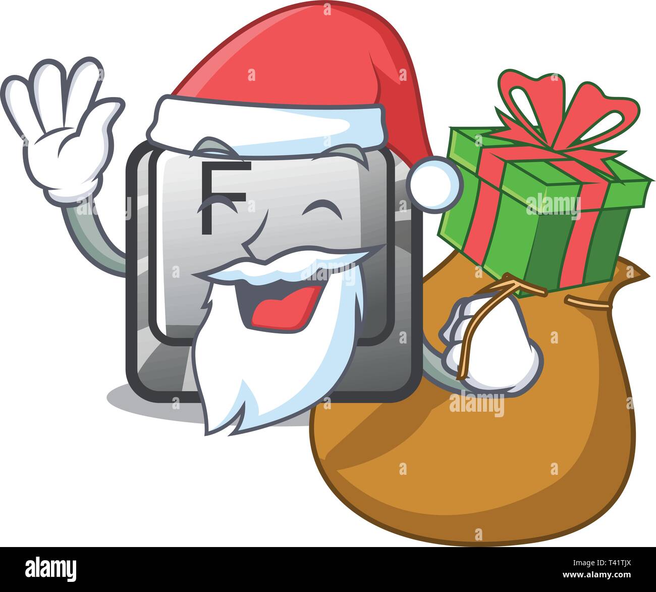 Santa with gift button F on a keyboard cartoon Stock Vector Image & Art ...