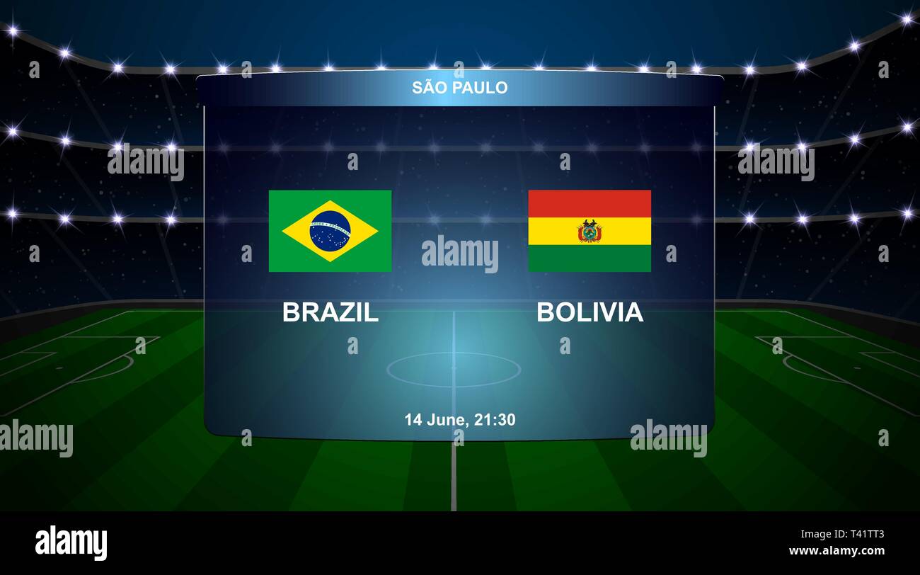 Brazil vs Bolivia football scoreboard broadcast graphic soccer template ...