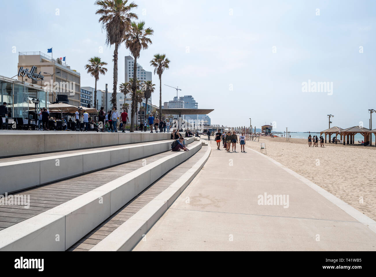 Israel, Tel Aviv-Yafo - 22 March 2019: The new Tayelet - Central Beach ...