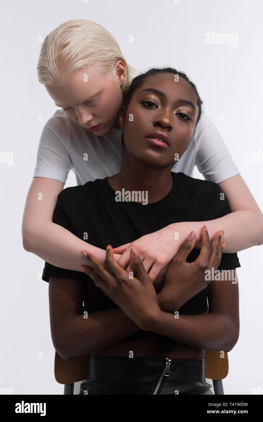 Woman touching hands. African-American beautiful woman touching hands ...