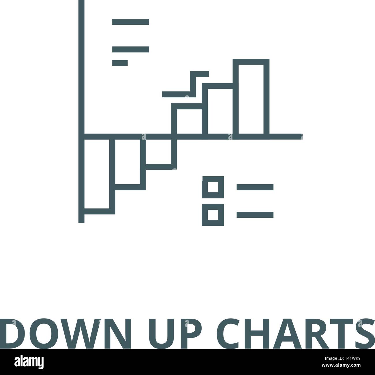 Down up charts line icon, vector. Down up charts outline sign, concept ...