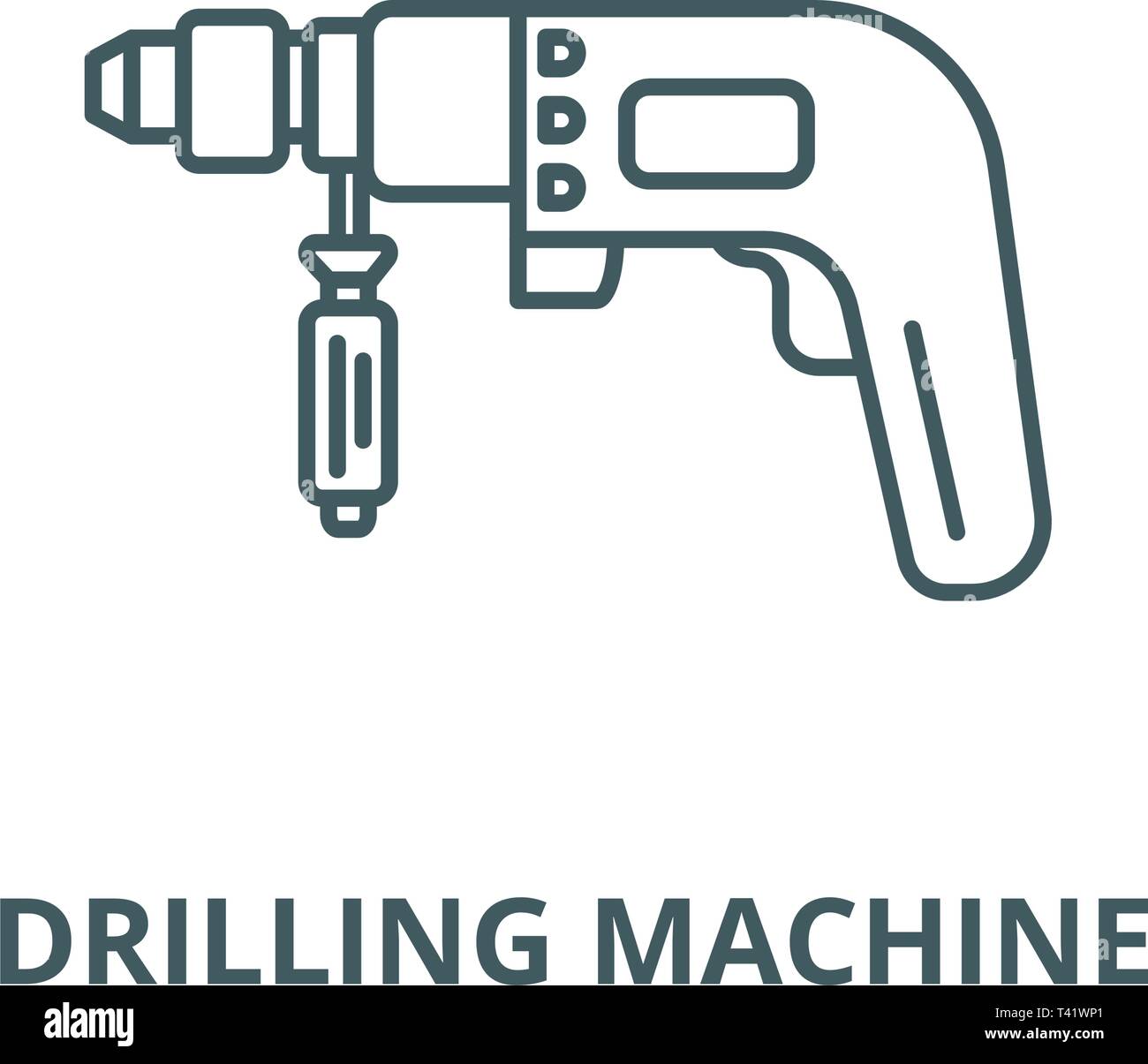 Drilling machine illustration line icon, vector. Drilling machine illustration outline sign ...