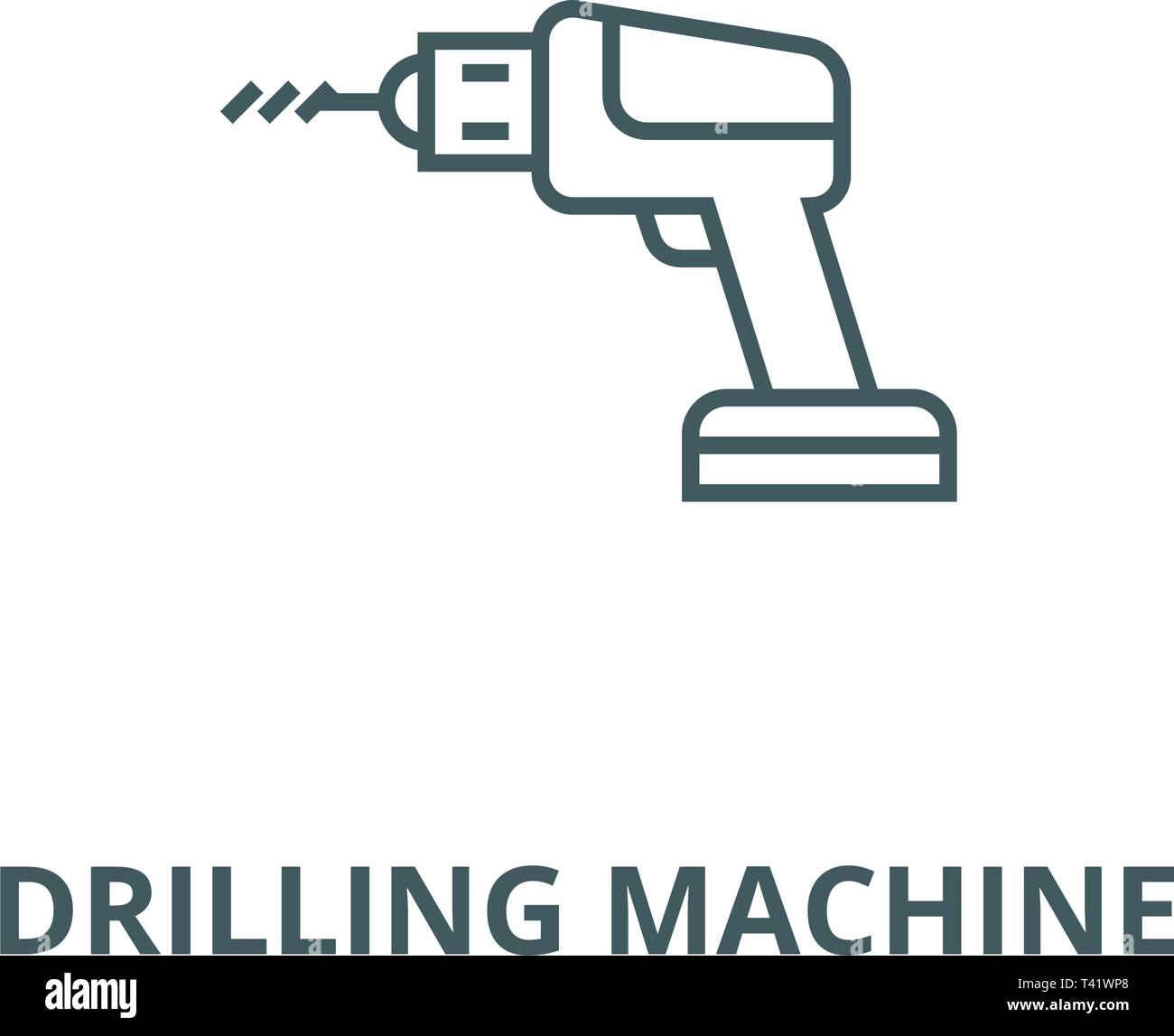 Drilling machine line icon, vector. Drilling machine outline sign, concept symbol, flat ...