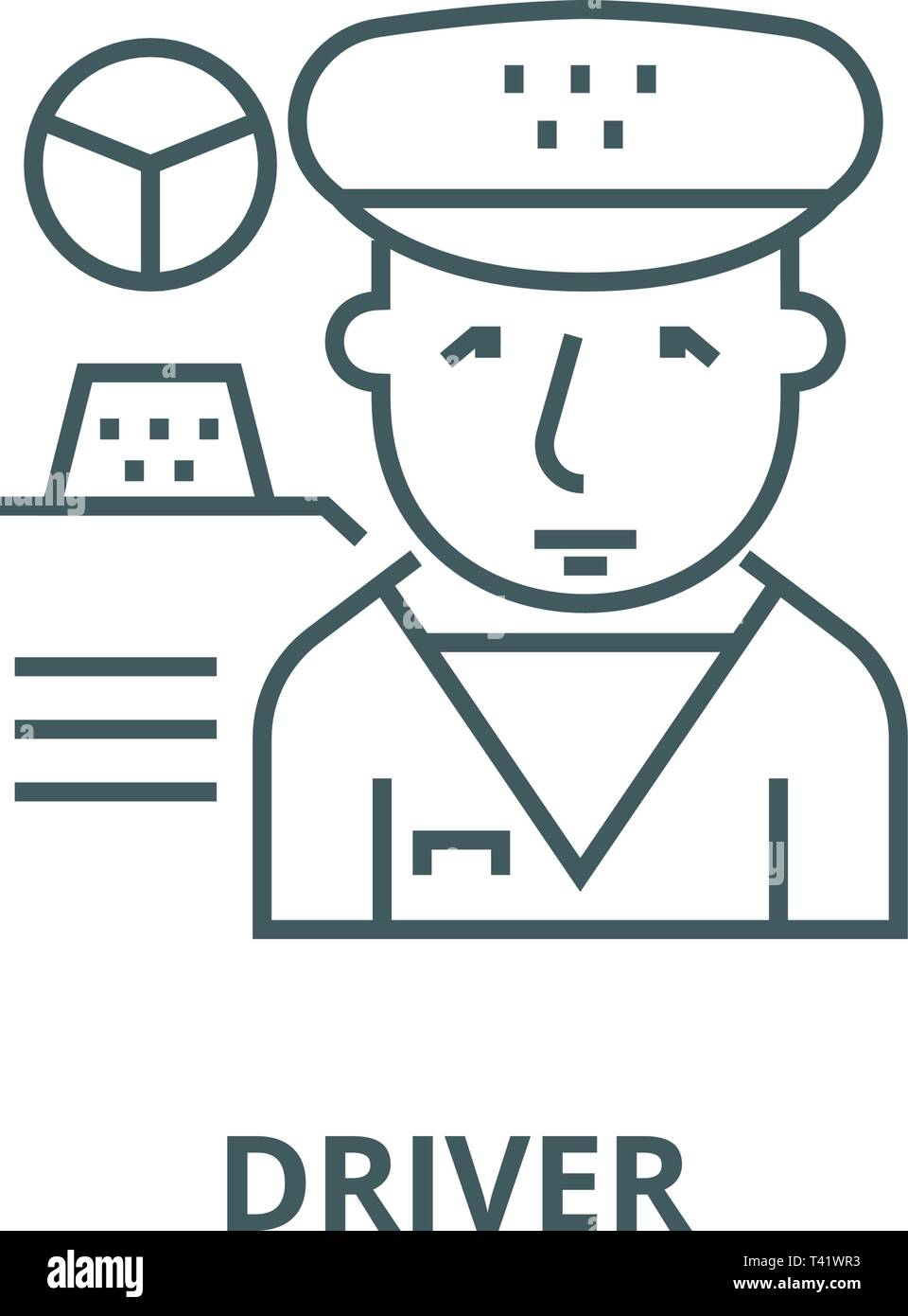 Driver line icon, vector. Driver outline sign, concept symbol, flat ...