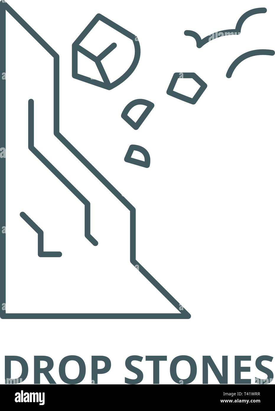 Drop stones carefully line icon, vector. Drop stones carefully outline ...