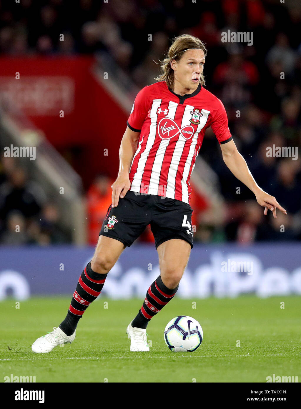 Southampton's Jannik Vestergaard in action during the Premier League ...