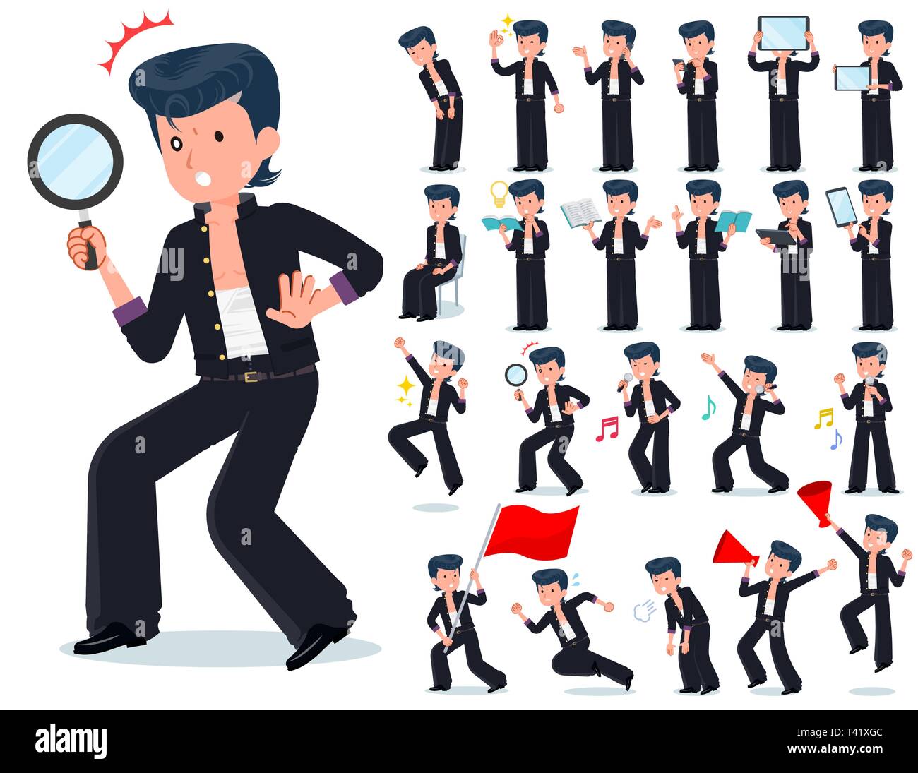 Bad boy student with digital equipment such as smartphones.There are ...