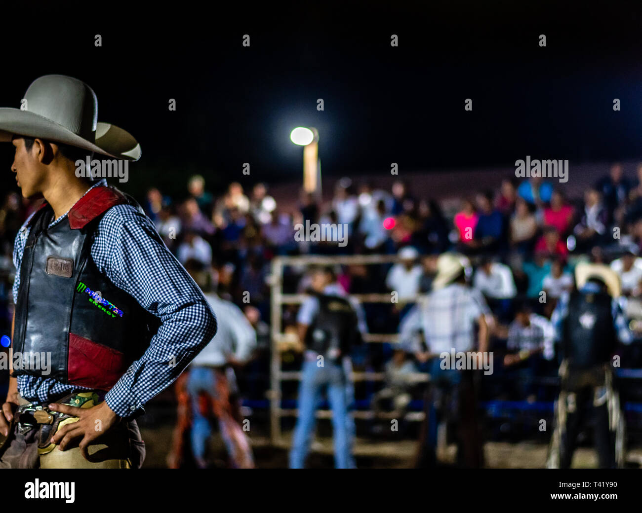 latin bull riders getting called out before riding in Guatemalan rodeo ...