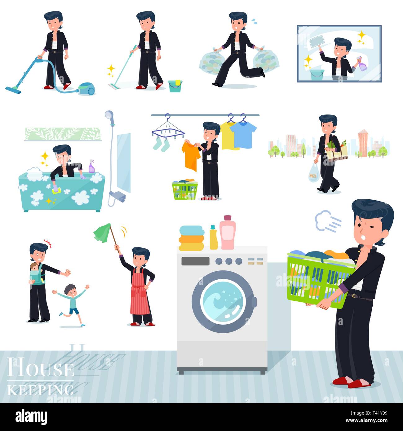 Retro washing up vector hi-res stock photography and images - Alamy