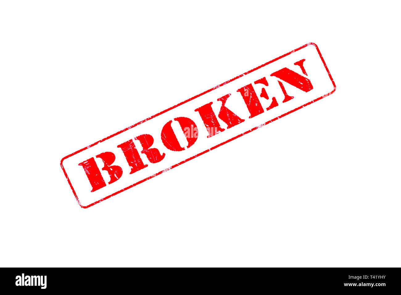 Rubber stamp concept showing a red stamp reading Broken Stock Photo - Alamy
