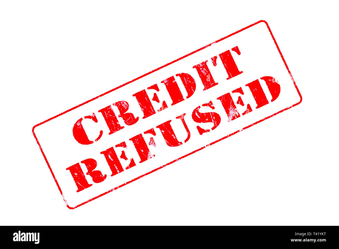 Rubber stamp concept showing a red stamp reading Credit Refused Stock ...