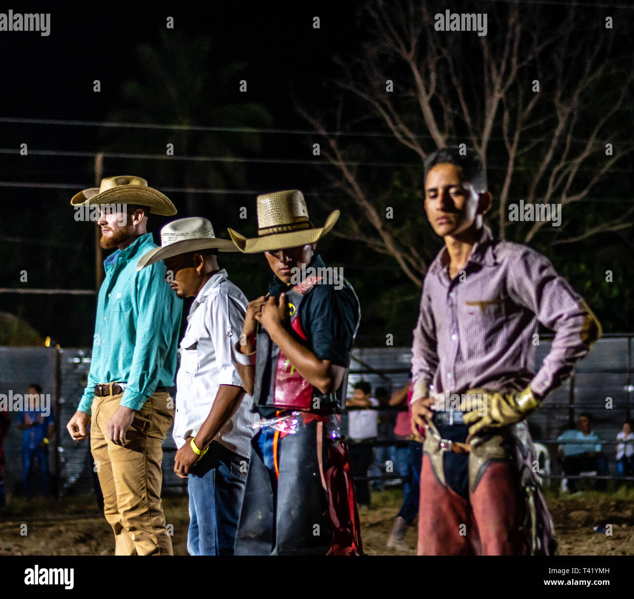 latin bull riders getting called out before riding in Guatemalan rodeo ...