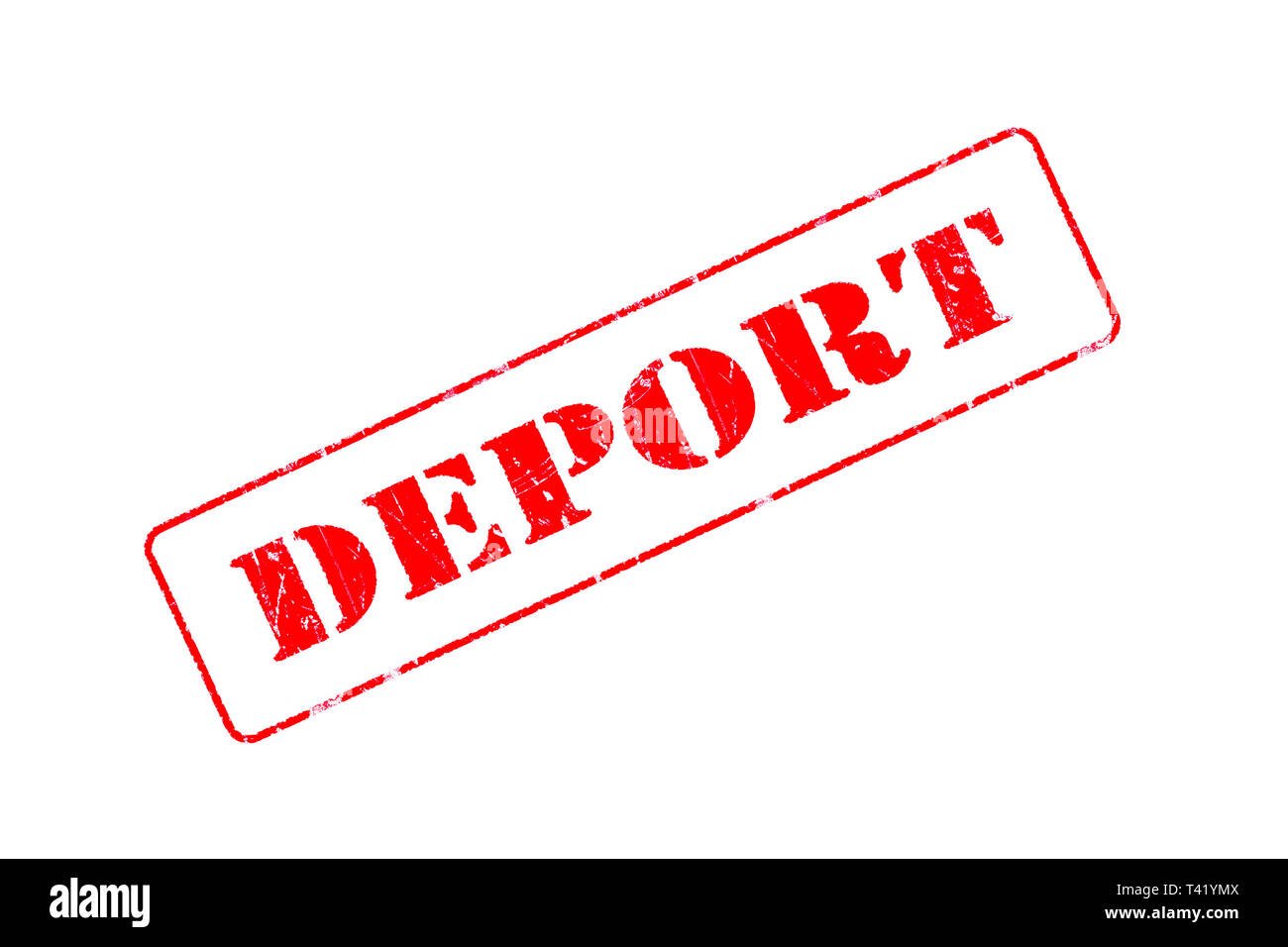 Rubber stamp concept showing a red stamp reading Deport Stock Photo - Alamy