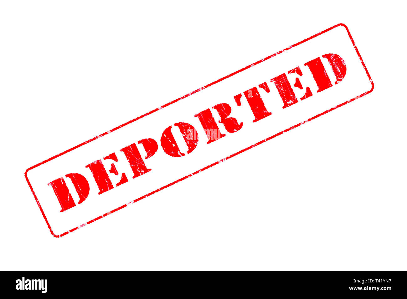 Rubber stamp concept showing a red stamp reading Deported Stock Photo ...