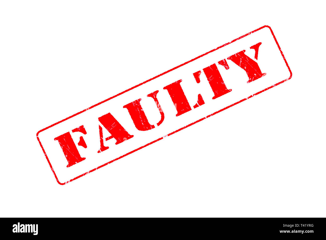 Rubber stamp concept showing a red stamp reading Faulty Stock Photo - Alamy