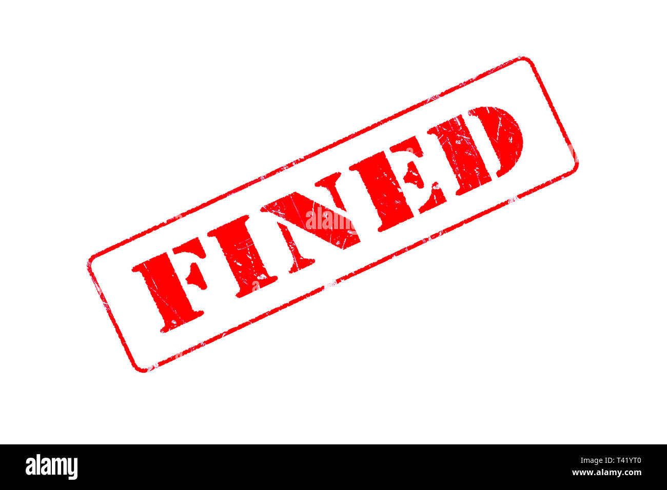 Rubber stamp concept showing a red stamp reading Fined Stock Photo - Alamy