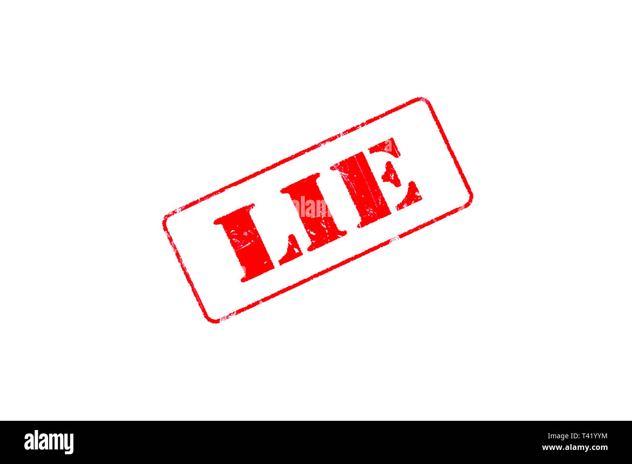 Rubber stamp concept showing a red stamp reading Lie Stock Photo - Alamy