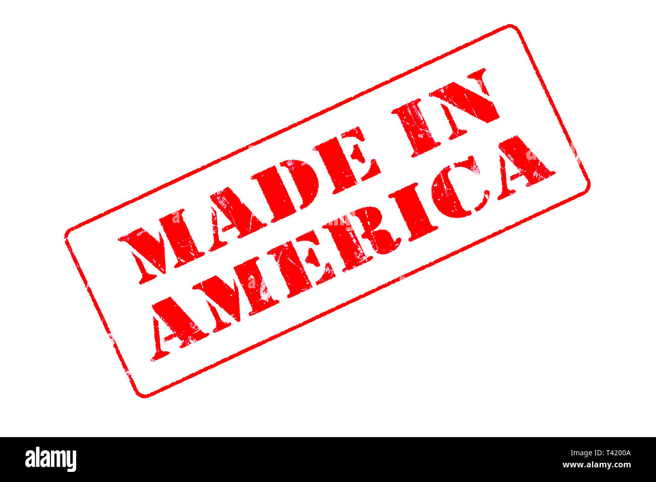 Rubber stamp concept showing a red stamp reading Made in America Stock ...
