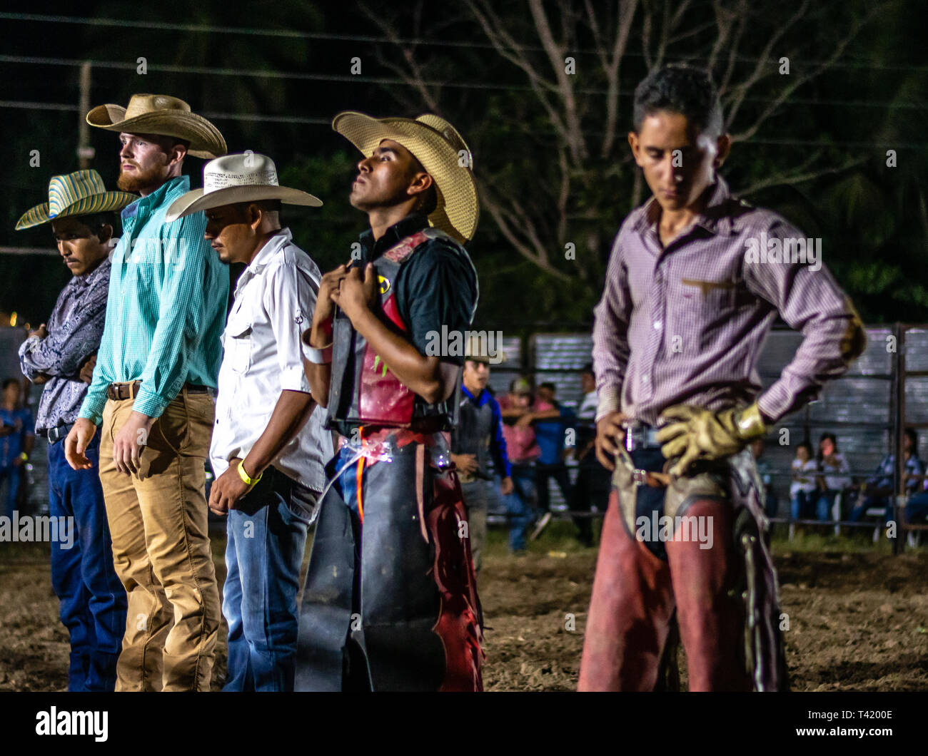 latin bull riders getting called out before riding in Guatemalan rodeo ...