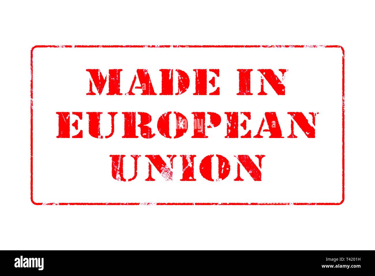 Rubber stamp concept showing a red stamp reading Made in European Union ...