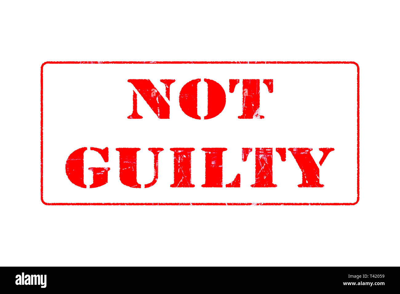 Rubber stamp concept showing a red stamp reading Not Guilty Stock Photo ...